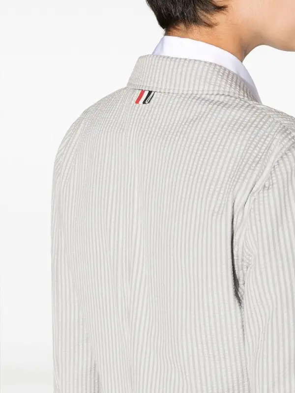 Thom Browne Striped Seersucker Single-breasted Blazer