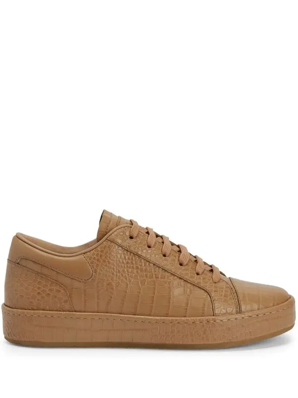 GIUSEPPE ZANOTTI Crocodile-embossed Low-top Sneakers - Brown