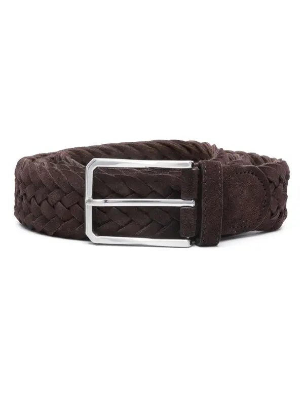 Canali Braided Suede Belt - Brown