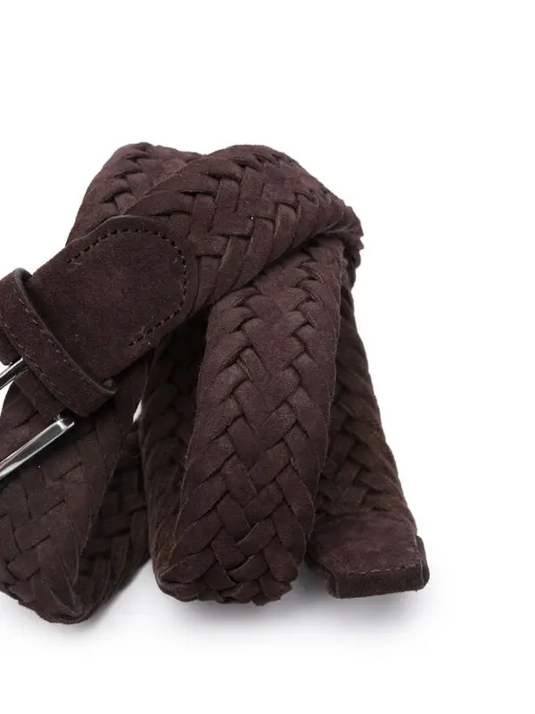 Canali Braided Suede Belt - Brown