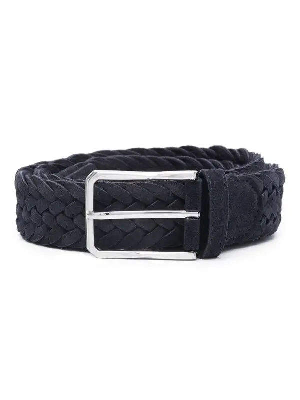 Canali Braided Suede Belt - Blue