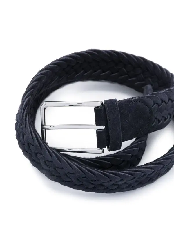 Canali Braided Suede Belt - Blue