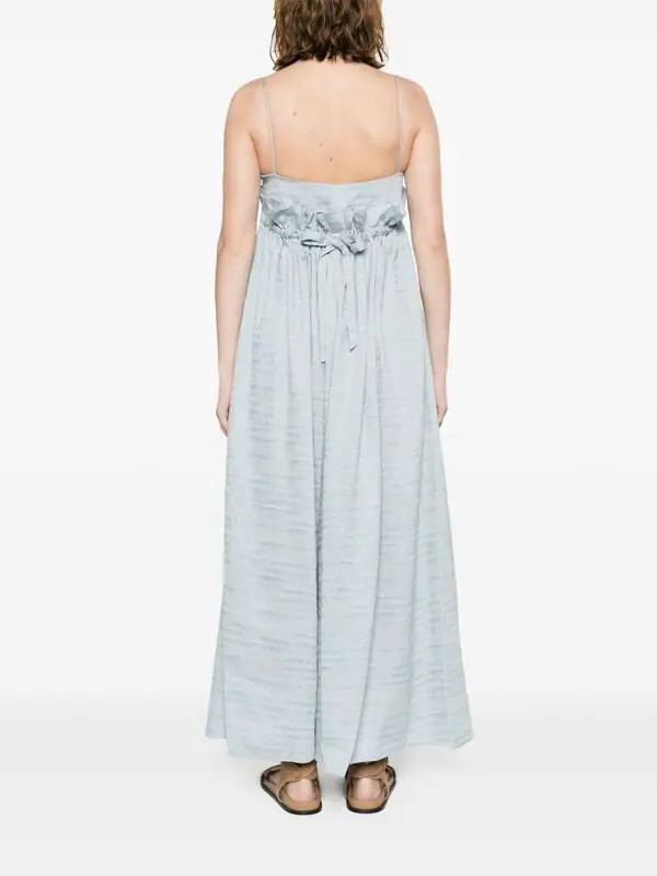 armani linen dress Emporio Armani Linen Blend Jacquard Midi Dress In Blue - 30% Off