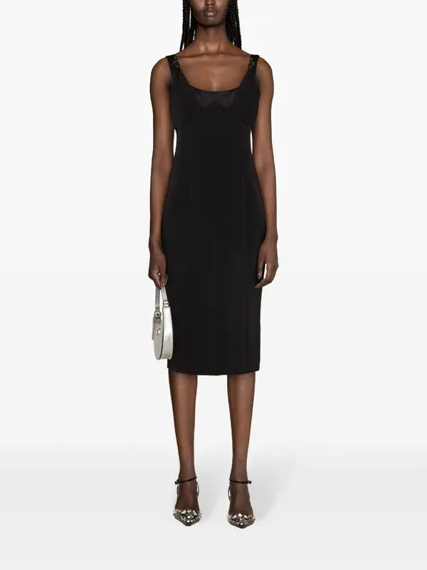 Versace Square-Neck Midi Dress In Black - 49% Off | Editorialist