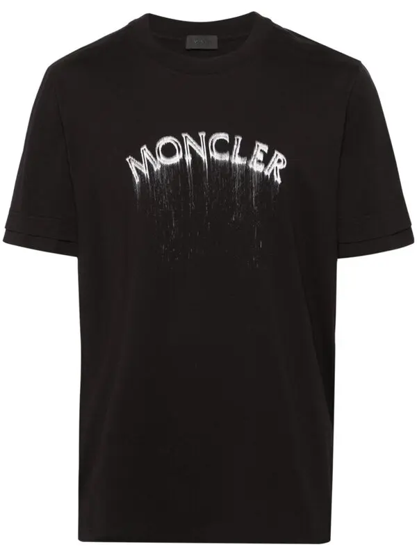 Moncler Logo-Print Cotton T-Shirt - Black | Editorialist