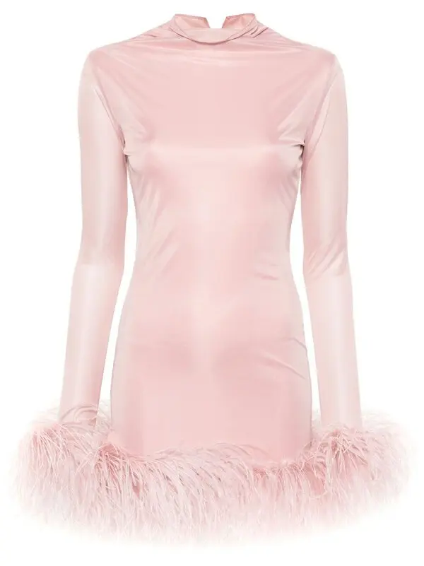 16Arlington Luna Feather-trim Draped Minidress
