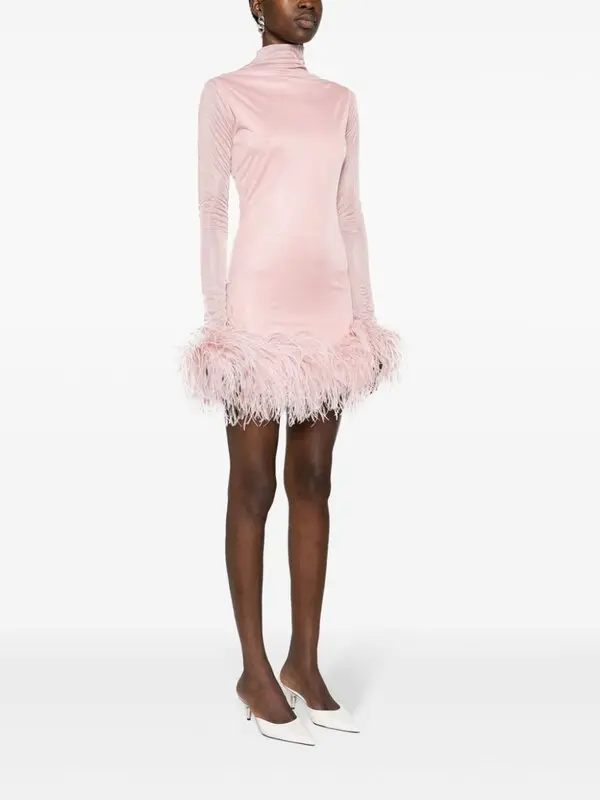 16Arlington Luna Feather-trim Draped Minidress
