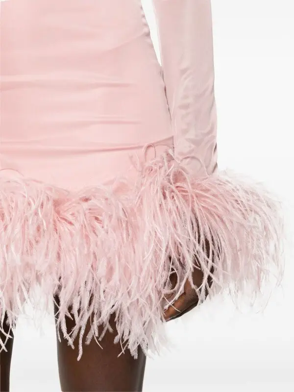 16Arlington Luna Feather-trim Draped Minidress