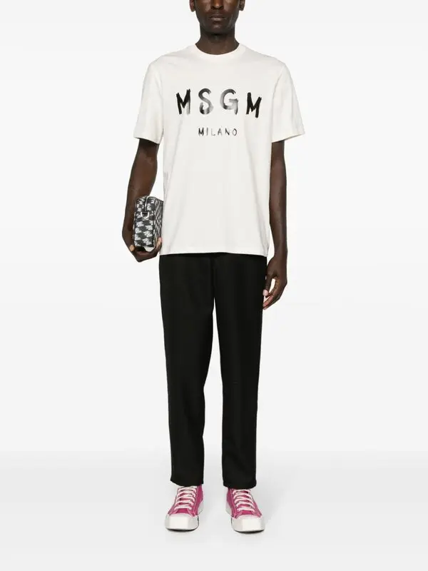 MSGM Logo-print Cotton T-shirt - White