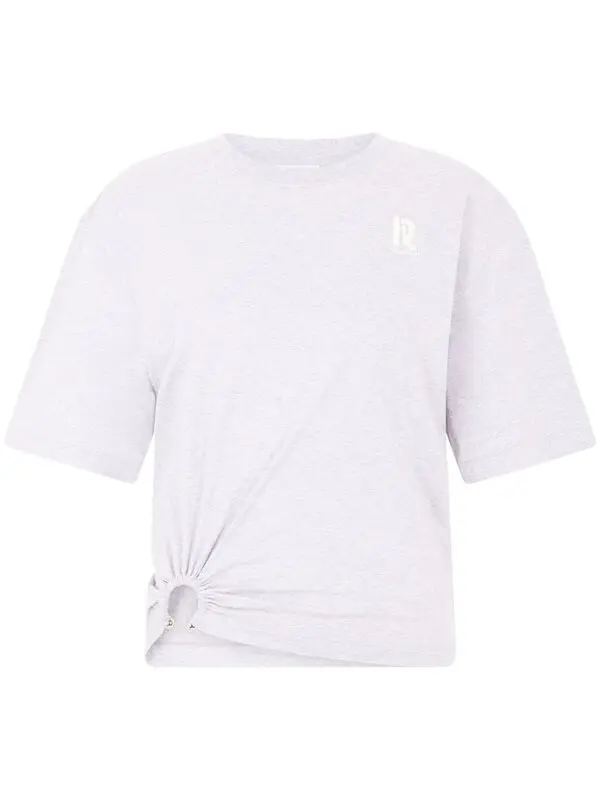 Rabanne Gathered-detail Cotton T-shirt - Grey