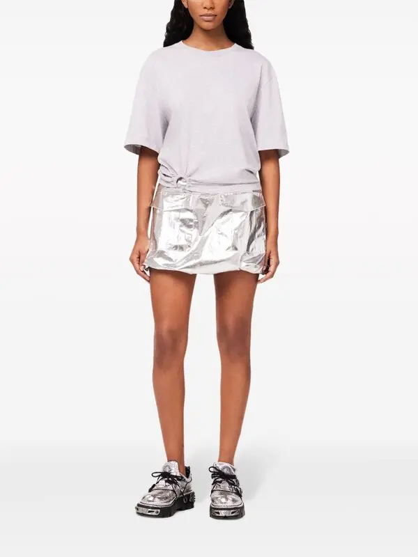 Rabanne Gathered-detail Cotton T-shirt - Grey