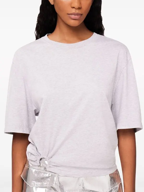 Rabanne Gathered-detail Cotton T-shirt - Grey
