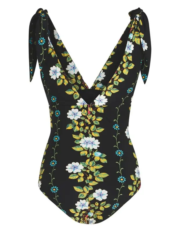 Etro Floral-print V-neck Swimsuit