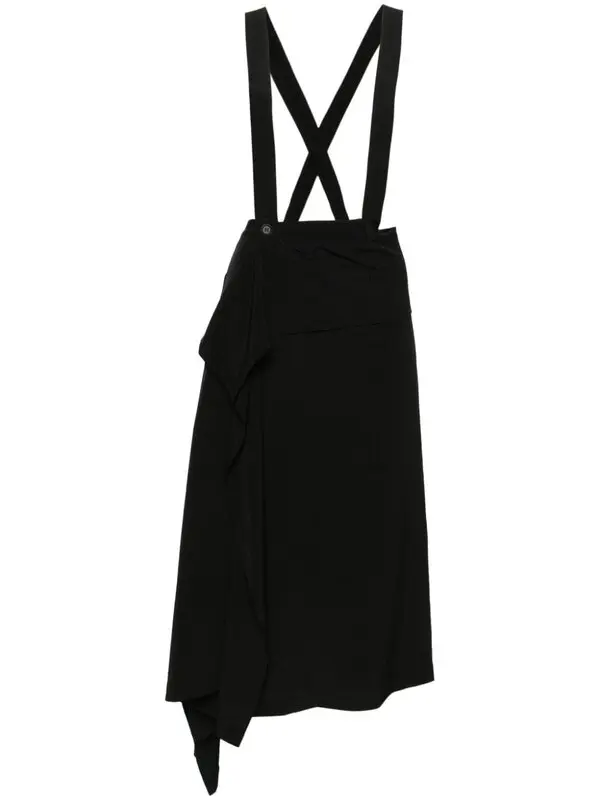 Yohji Yamamoto Draped Satin Shoulder Strap Skirt