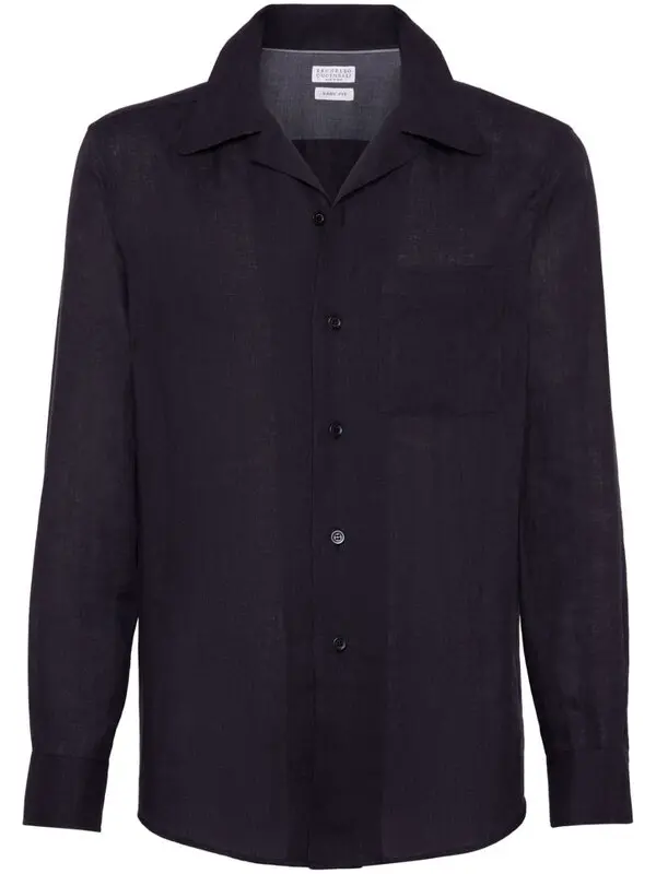 Brunello Cucinelli Notched-collar Linen Shirt