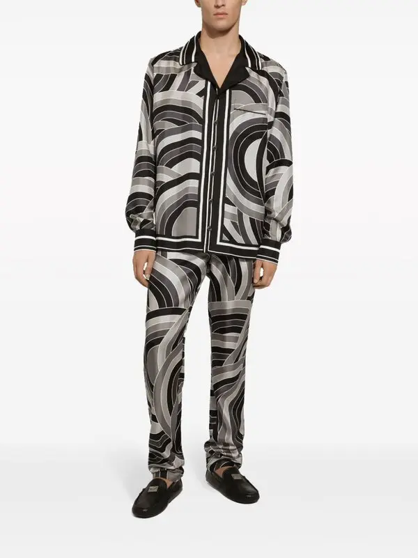 Dolce & Gabbana Geometric-print Silk Shirt - Grey