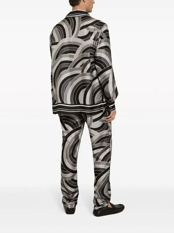 Dolce & Gabbana Geometric-print Silk Shirt - Grey