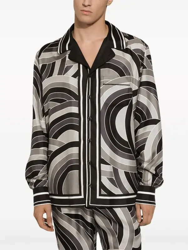 Dolce & Gabbana Geometric-print Silk Shirt - Grey