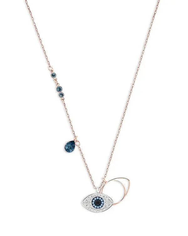 SWAROVSKI Symbolica Evil Eye Crystal Pendant Necklace - Blue/rose Gold