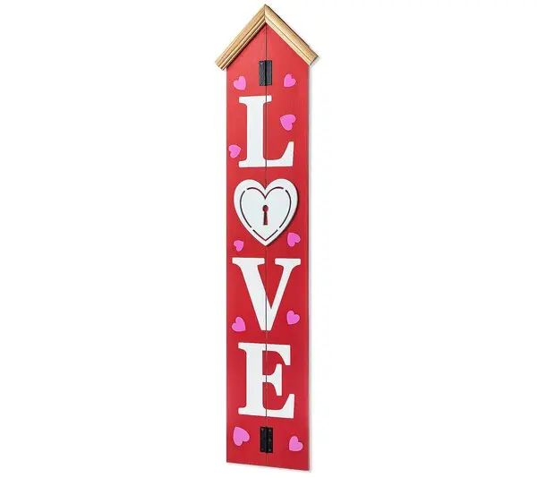 GLITZHOME 42' Valentine's Love House Shaped Por Ch Sign Decor - One-color