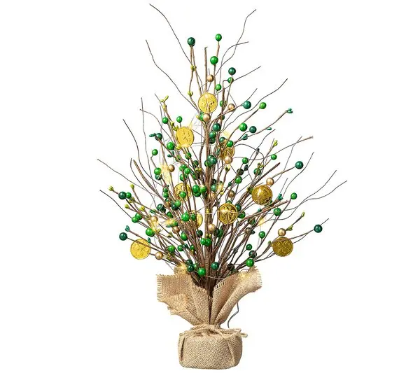 GLITZHOME 21' Lighted St. Patrick's Gold Coin T Able Top Tree - One-color