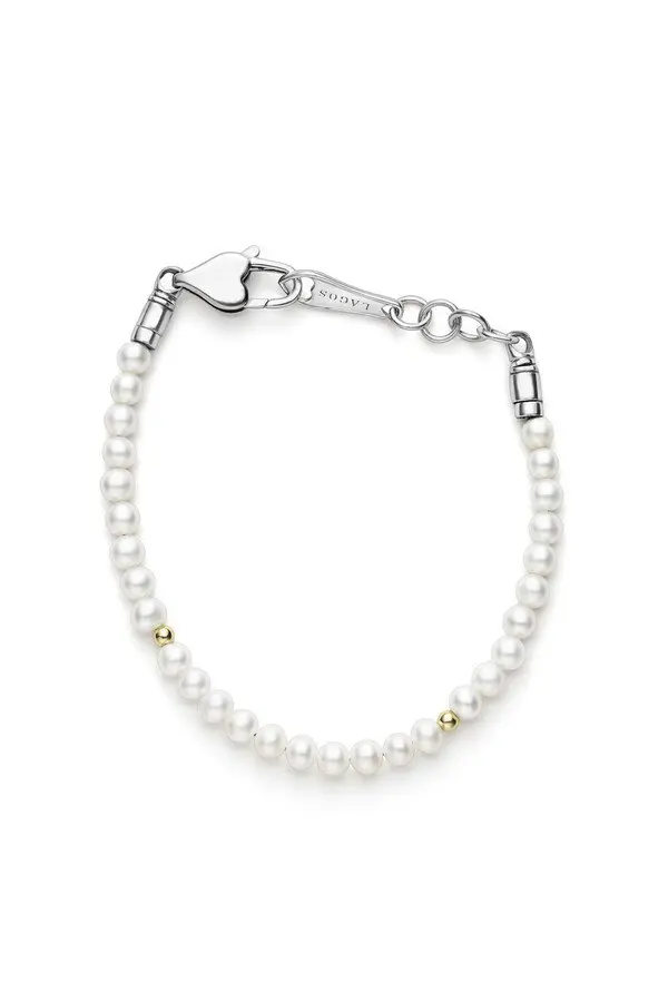 Lagos Kinder Childs First Station Pearl Bracelet - Gold