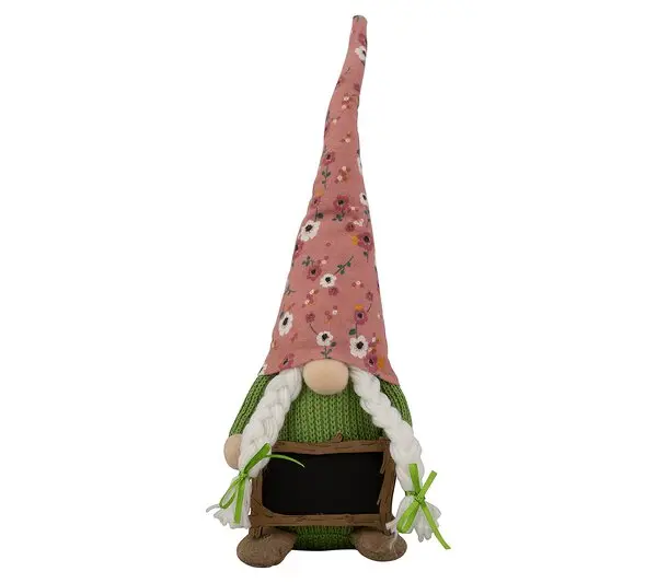 NORTHLIGHT Yellow Floral Springtime Gnome With Essage Board - One-color
