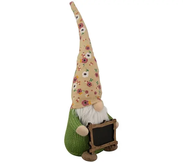 NORTHLIGHT Yellow Floral Springtime Gnome With Essage Board
