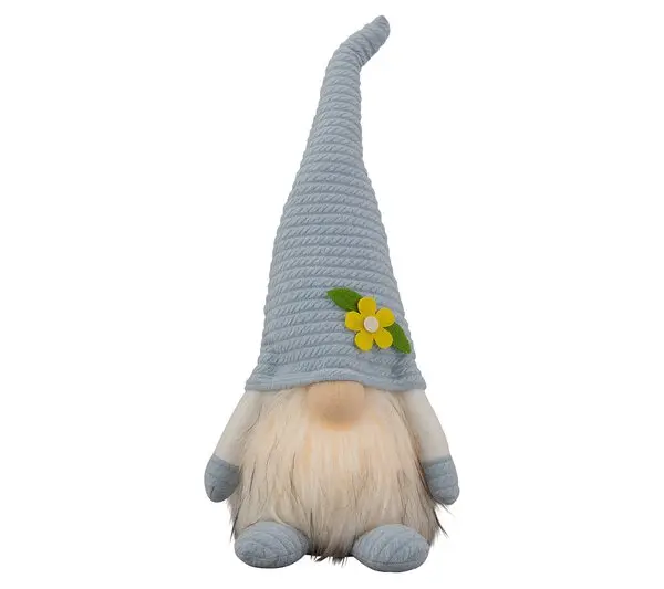 NORTHLIGHT Lighted Green Spring Gnome With Flow Er Hat