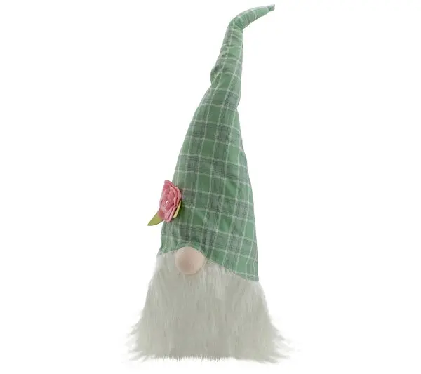 NORTHLIGHT Green & White Plaid Spring Easter Gn Ome Head Decor