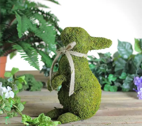 NORTHLIGHT Green Moss Standing Rabbit Spring Ea Ster Figure