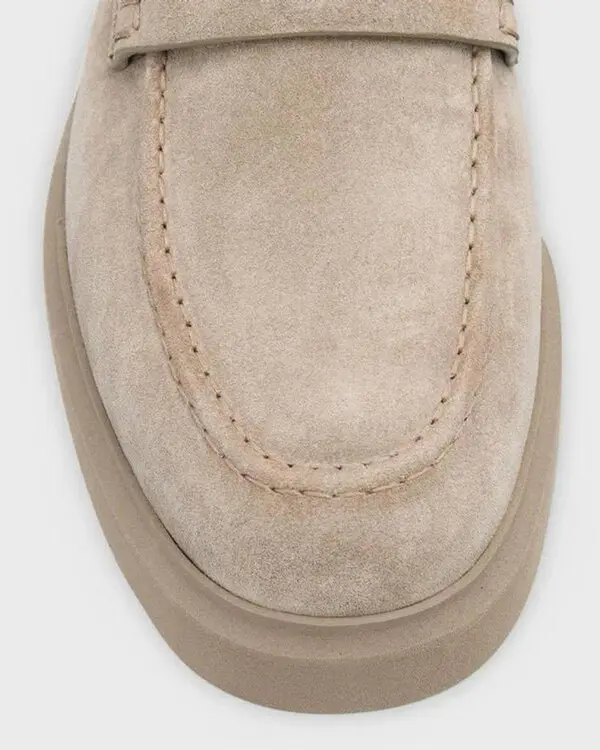 Brunello Cucinelli Monili Suede Loafers - Beige