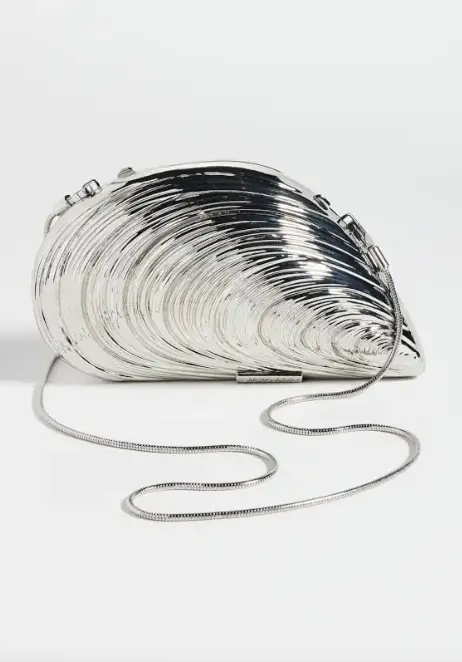 Simkhai Bridget Oyster Shell Clutch - Silver