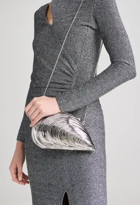 Simkhai Bridget Oyster Shell Clutch - Silver