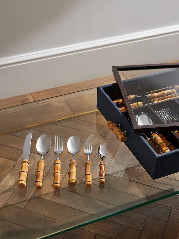 LORENZI MILANO Bamboo Flatware Set With Case
