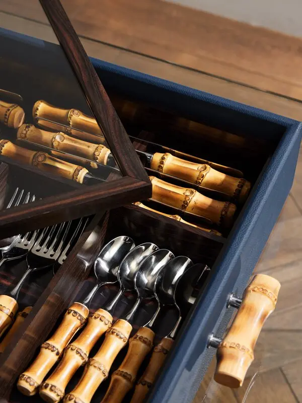 LORENZI MILANO Bamboo Flatware Set With Case