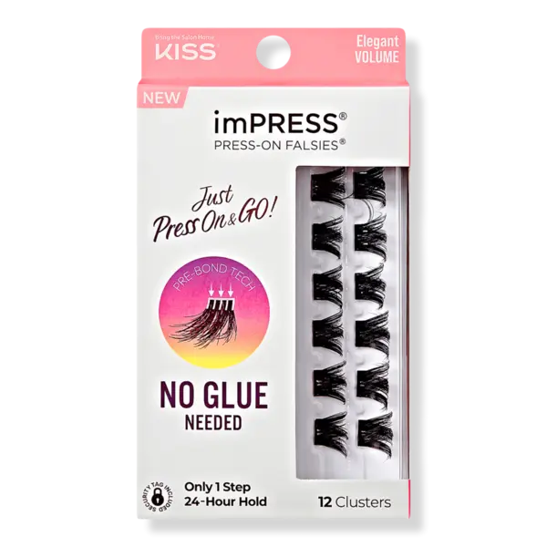 Kiss Impress Press-on Falsies Eyelash Clusters, Elegant Volume - One-color