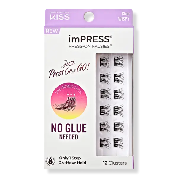 Kiss Impress Press-on Falsies Eyelash Clusters, Chic Wispy - One-color