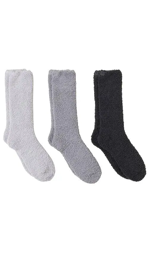 Barefoot Dreams Cozychic 3-pair Sock Set - Carbon Multi