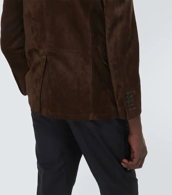 TOM FORD Leather-trimmed Suede Blazer - Brown