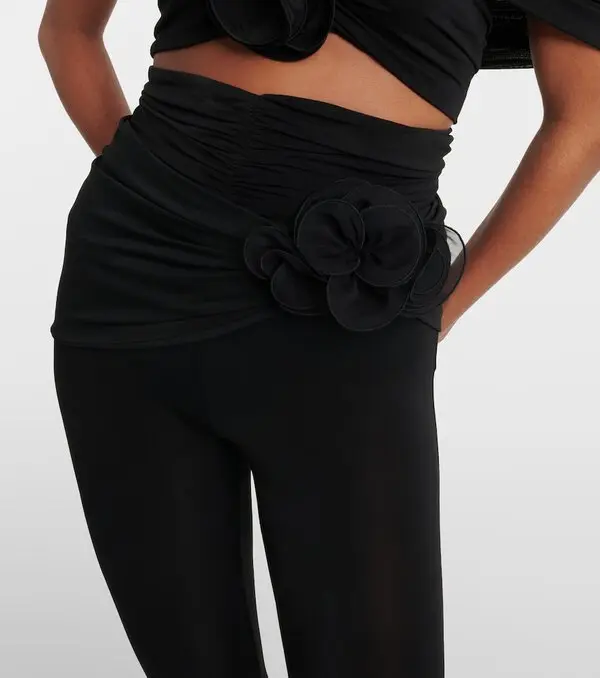 Magda Butrym Floral-appliqué Jersey Leggings - Black