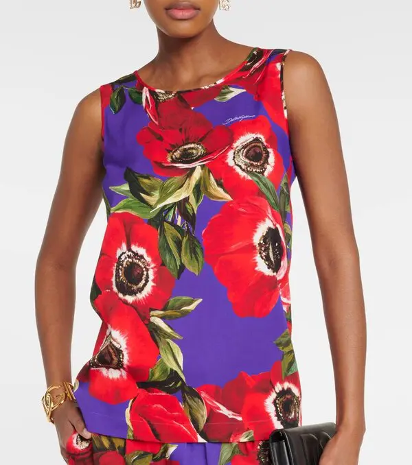 Dolce & Gabbana Anemone Silk-blend Charmeuse Top