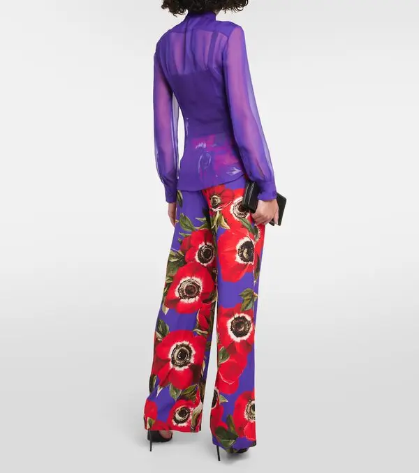 Dolce & Gabbana Tie-neck Silk Chiffon Blouse - Purple