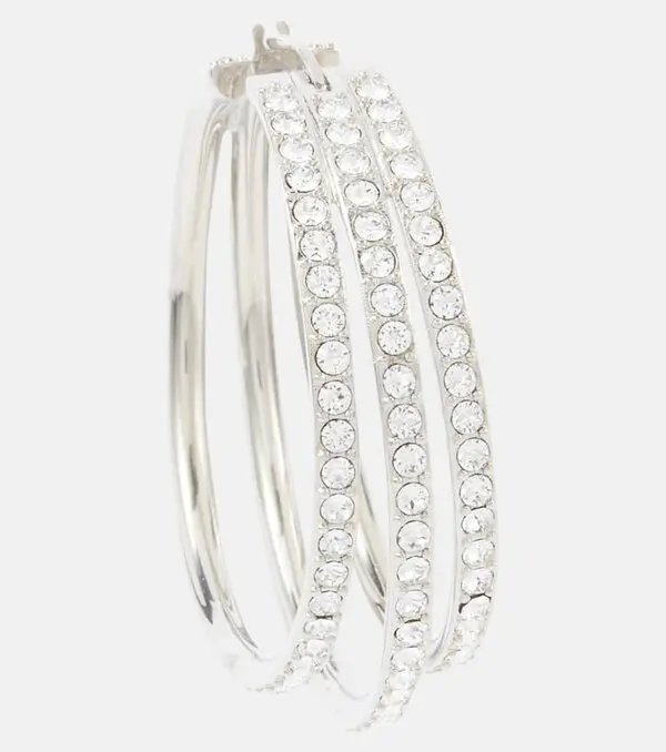 Amina Muaddi Vittoria Crystal-embellished Hoop Earrings - Silver