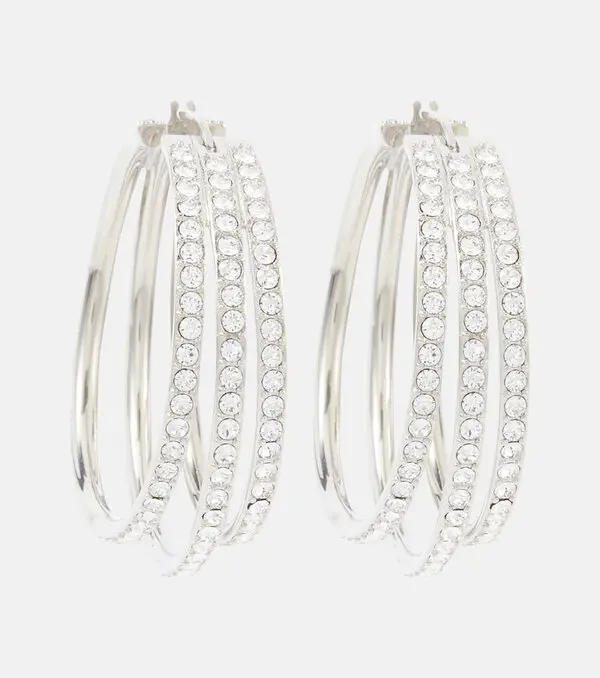 Amina Muaddi Vittoria Crystal-embellished Hoop Earrings - Silver