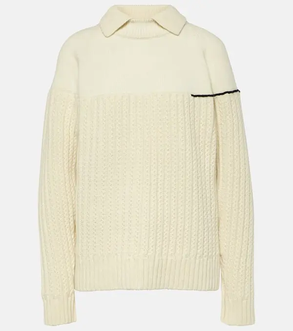Victoria Beckham Double-collar Wool Sweater - White