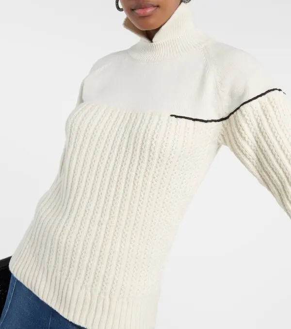 Victoria Beckham Double-collar Wool Sweater - White