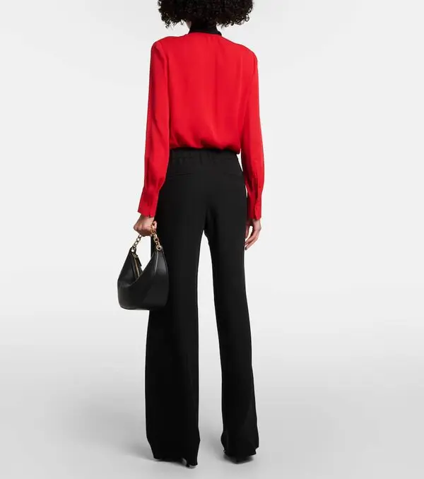 Valentino Garavani Mid-rise Wide-leg Silk Pants - Black