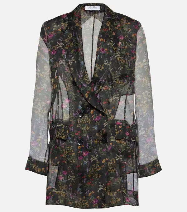 Max Mara Jabot Floral Silk Organza Blouse - Multicoloured