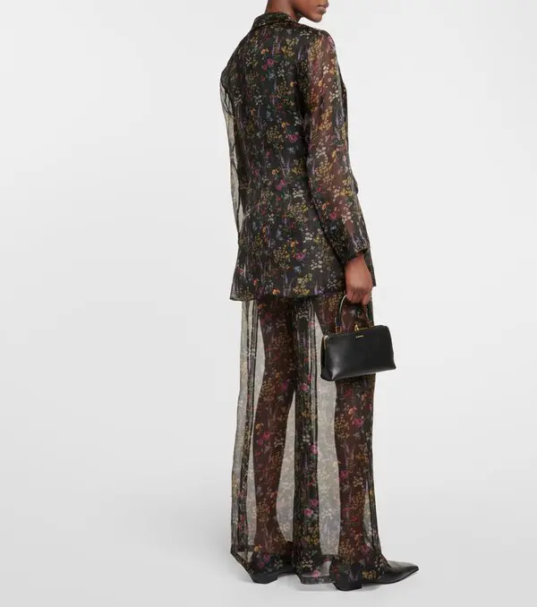 Max Mara Jabot Floral Silk Organza Blouse - Multicoloured